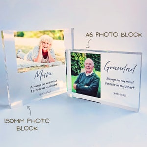 Personalised Memorial Gift - Custom Photo Plaque Keepsake for Friends & Family - Remembrance ...
