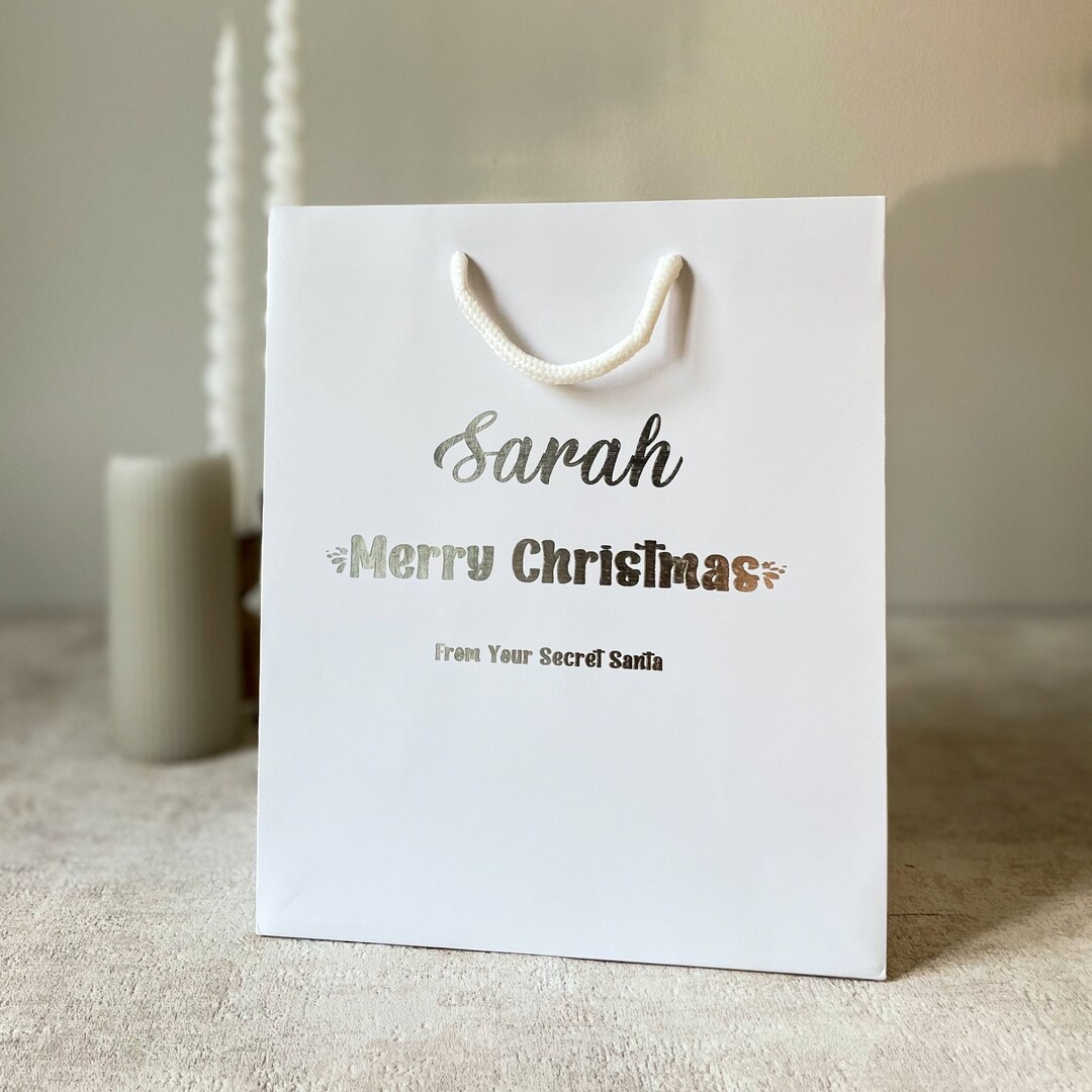 Personalised Secret Santa Gift Bag - Secret Santa Bag, Luxury Rope ...