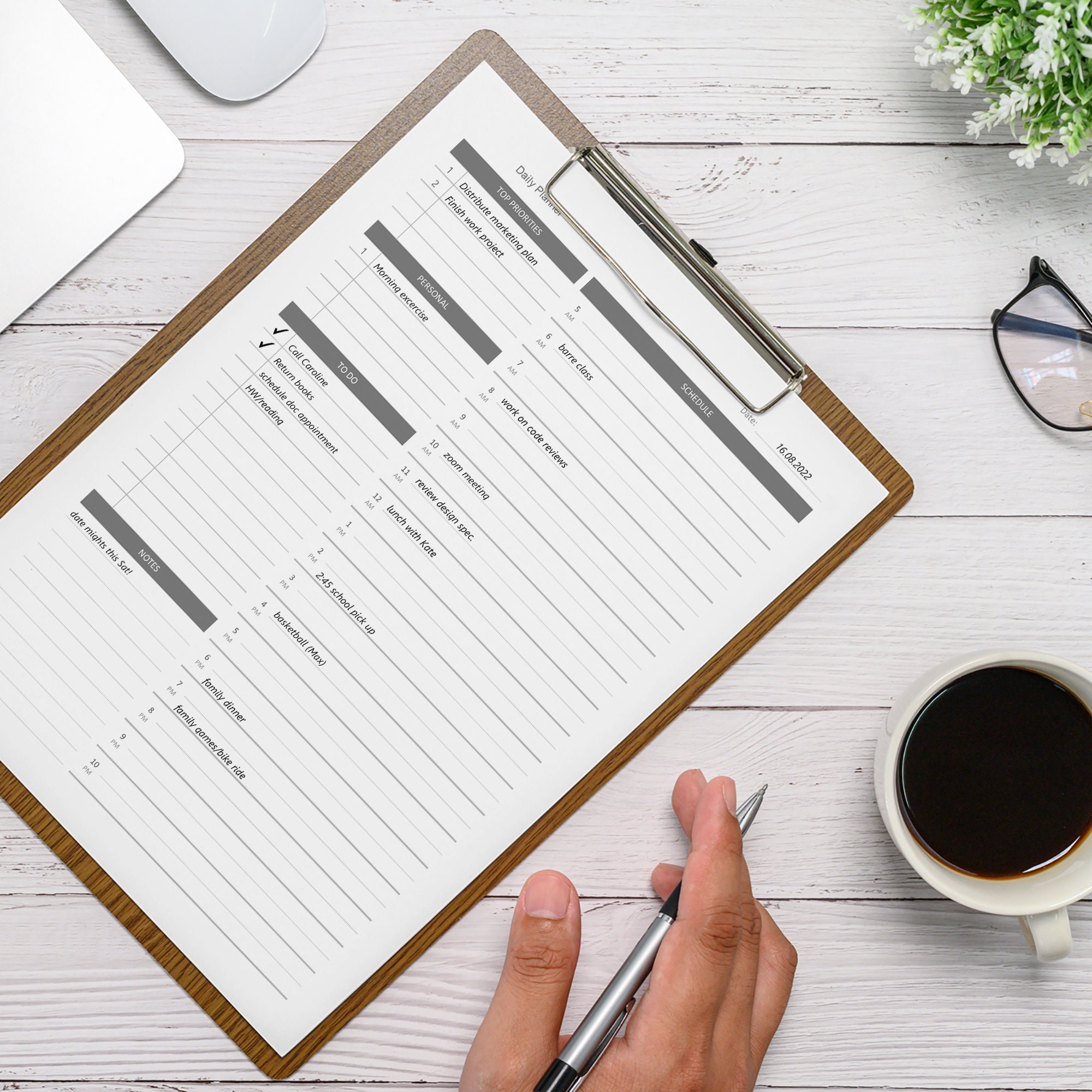 Daily Planner Printable Everyday Planner Daily Schedule - Etsy