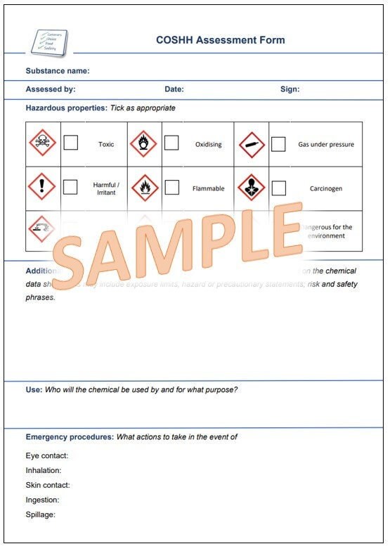 COSHH Assessment Form PDF - Etsy Australia COSHH Assessment Form PDF - Etsy Australia