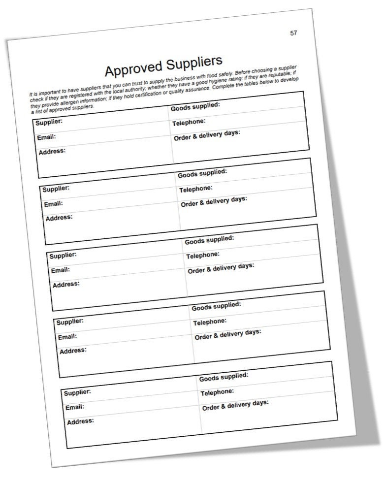 CCFS Food Hygiene Diary for Home Bakers, HACCP Form, Food Safety, Food ...
