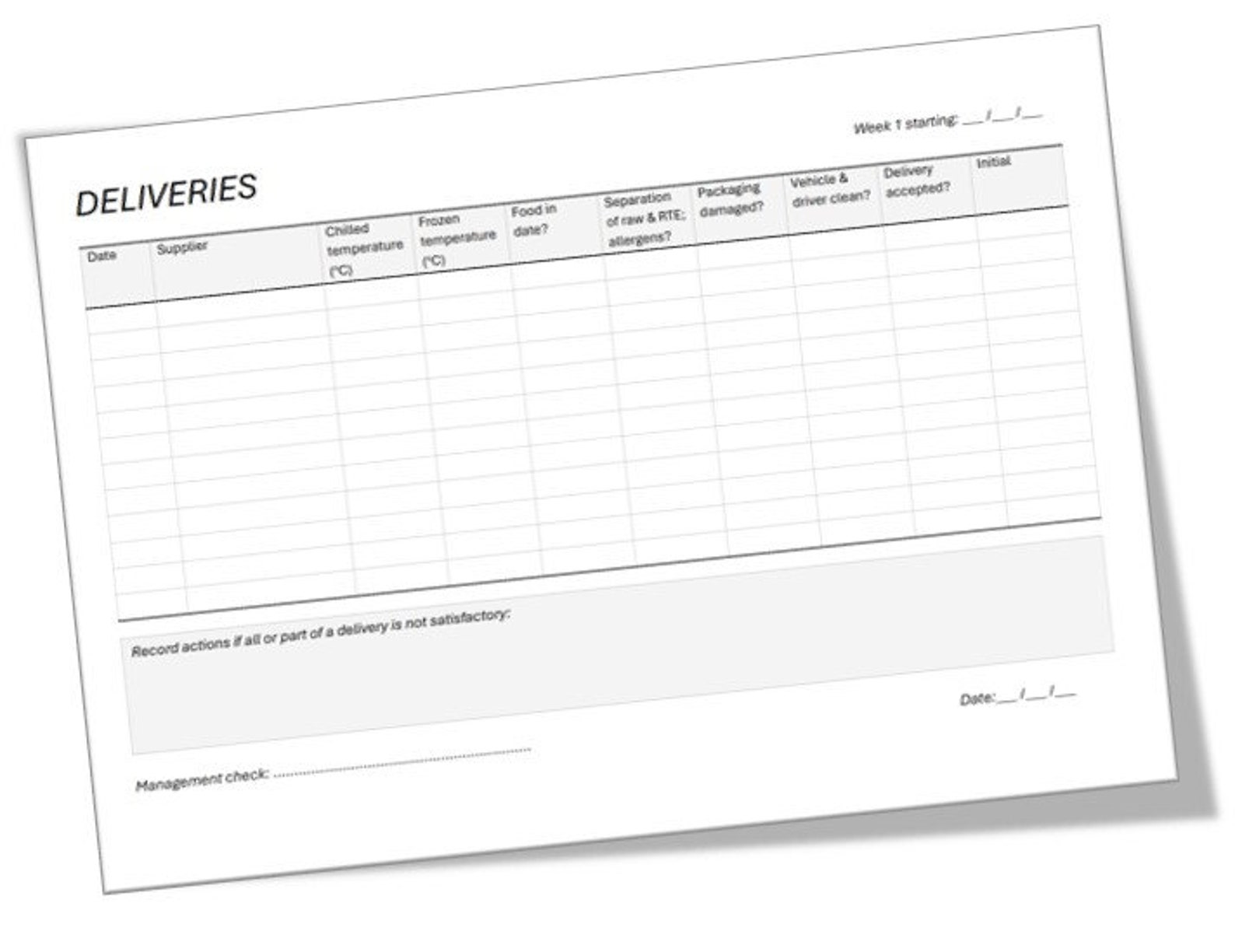 FSMH Food Hygiene Diary - Cafes & Coffee Shops, HACCP Form, Restaurant ...