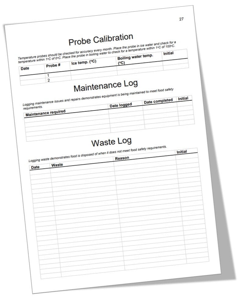 CCFS Food Hygiene Diary for Home Bakers, HACCP Form, Food Safety, Food ...