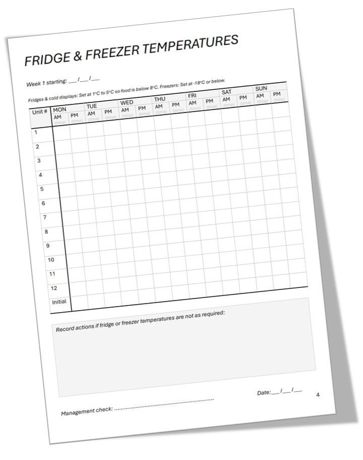 FSMH Food Hygiene Diary - Cafes & Coffee Shops, HACCP Form, Restaurant ...