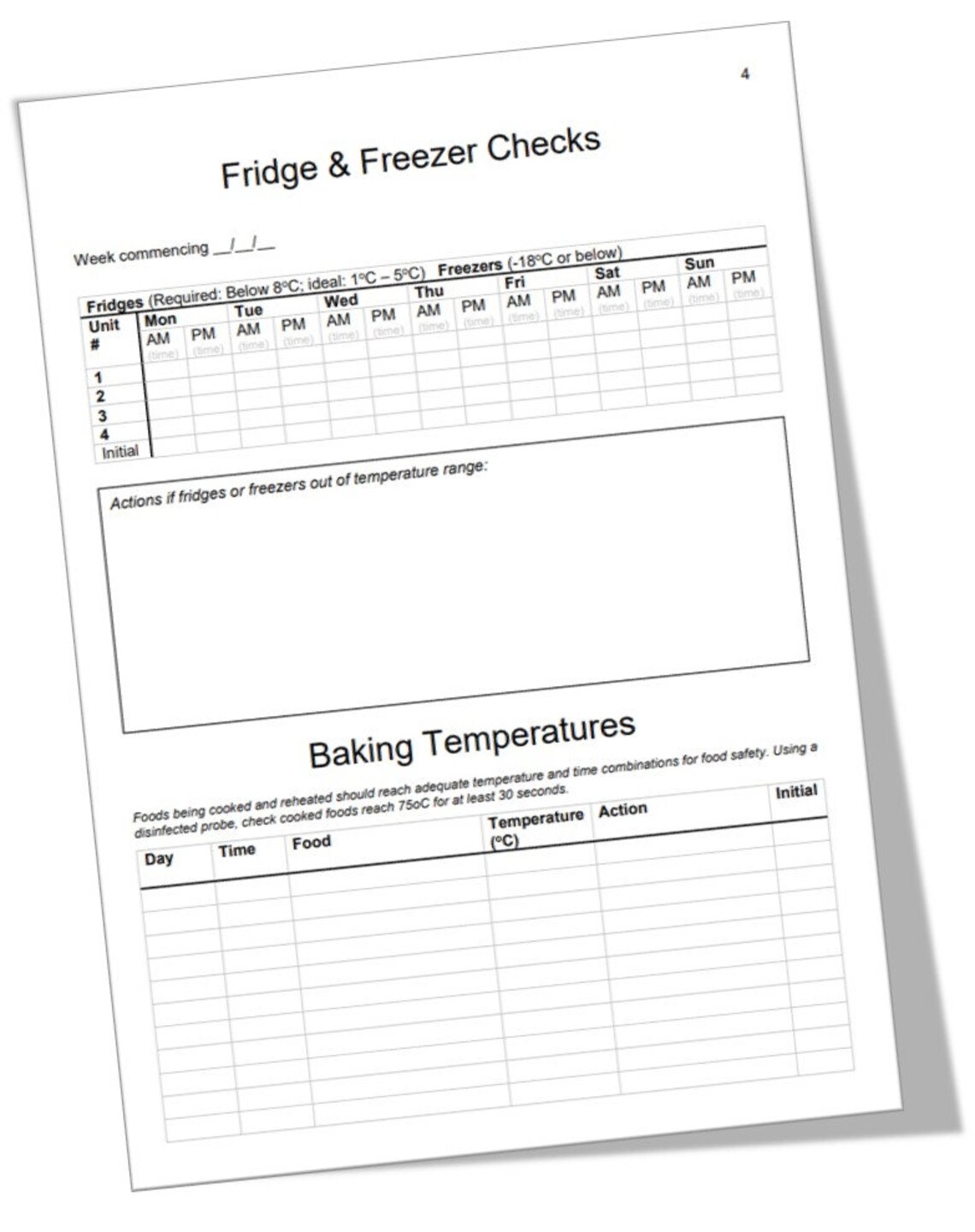 CCFS Food Hygiene Diary for Home Bakers, HACCP Form, Food Safety, Food ...