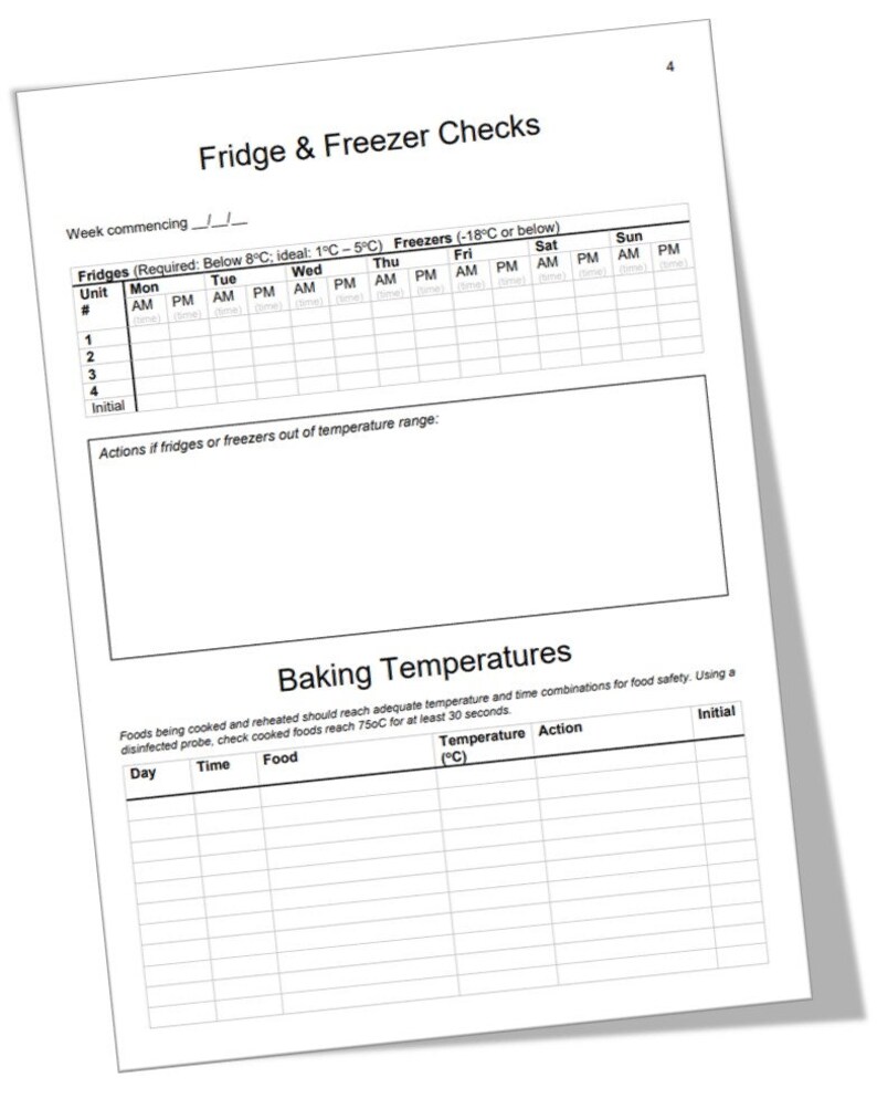 CCFS Food Hygiene Diary for Home Bakers, HACCP Form, Food Safety, Food ...