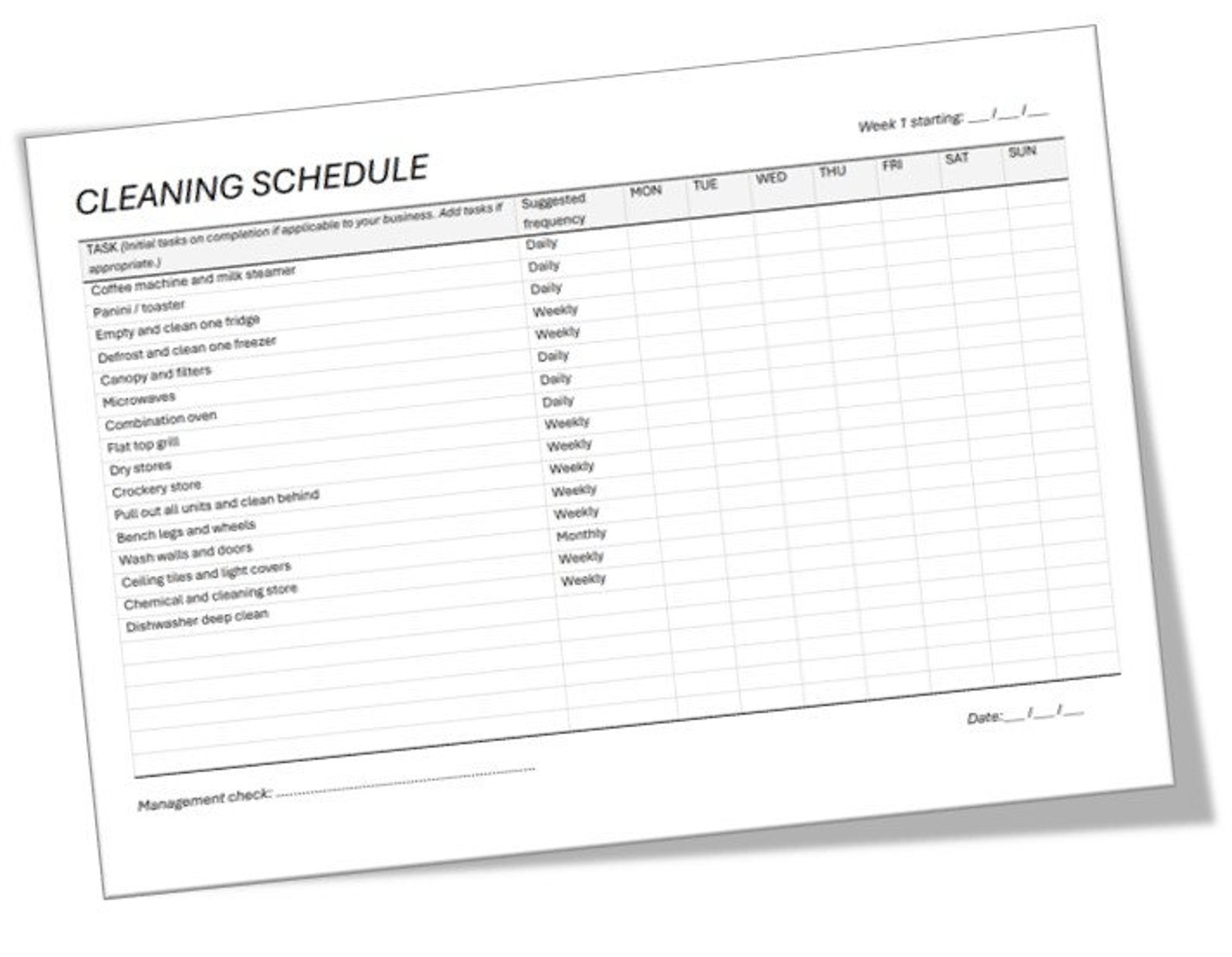 FSMH Food Hygiene Diary - Cafes & Coffee Shops, HACCP Form, Restaurant ...