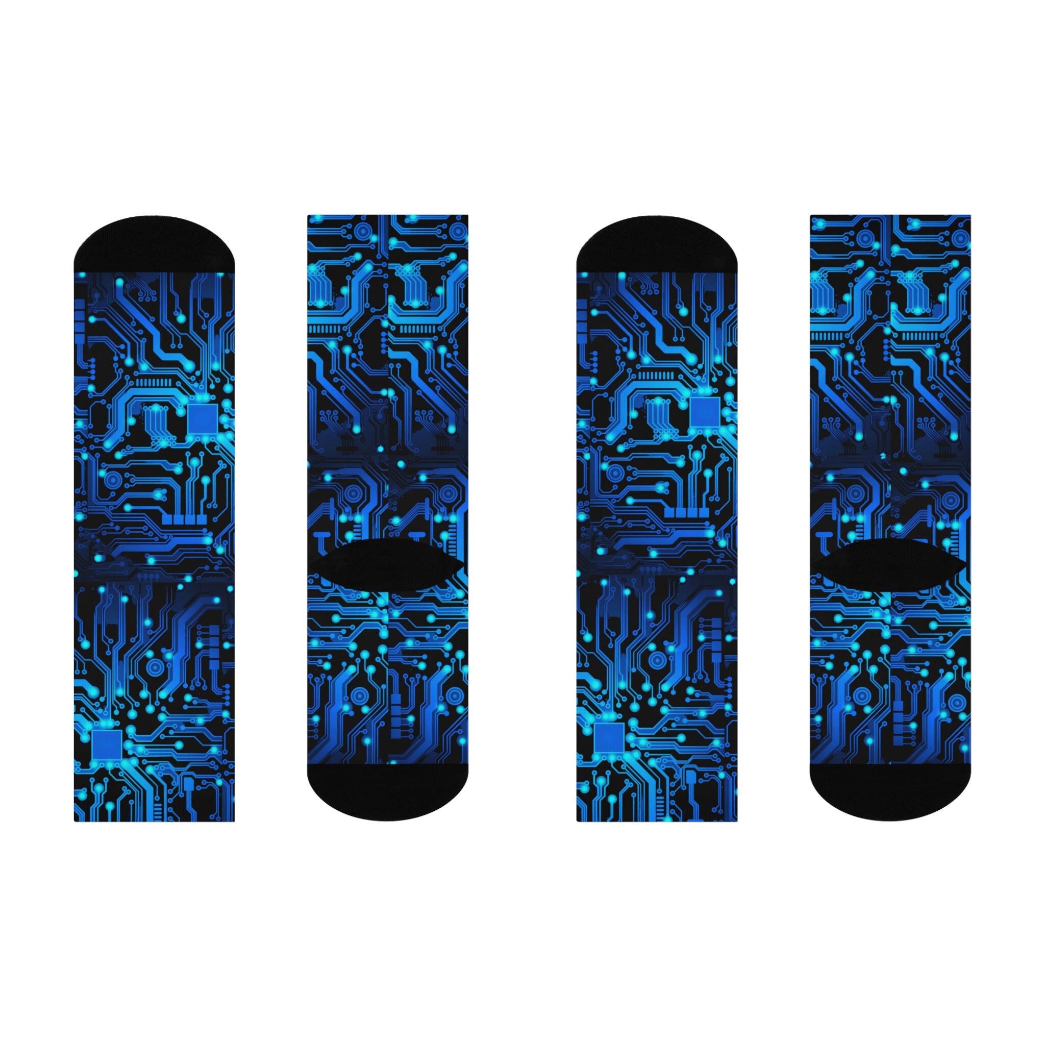 Blue Circuit Board Socks, High Quality Unisex Crew Socks, Computer ...