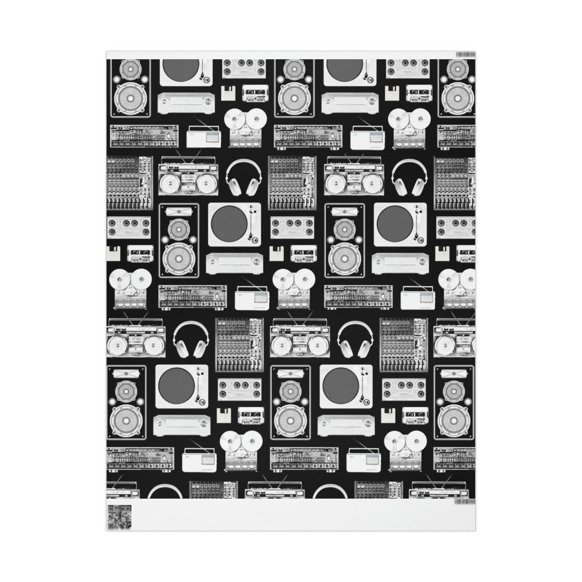 Retro Music Gear Wrapping Paper, Music Gift, Black & White Gift Wrap ...