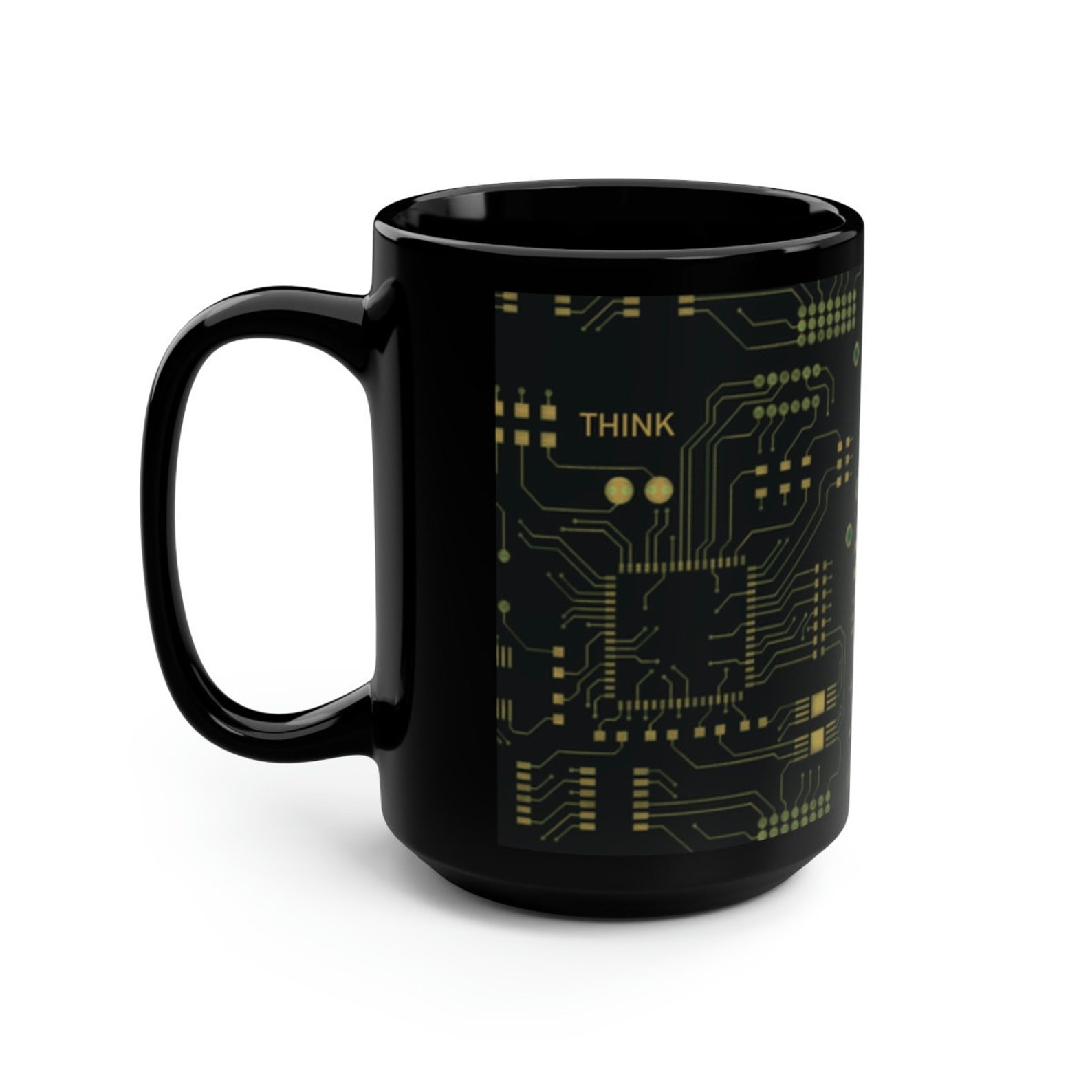 Think Circuit Board Mug - Black Ceramic IT Gift - Etsy