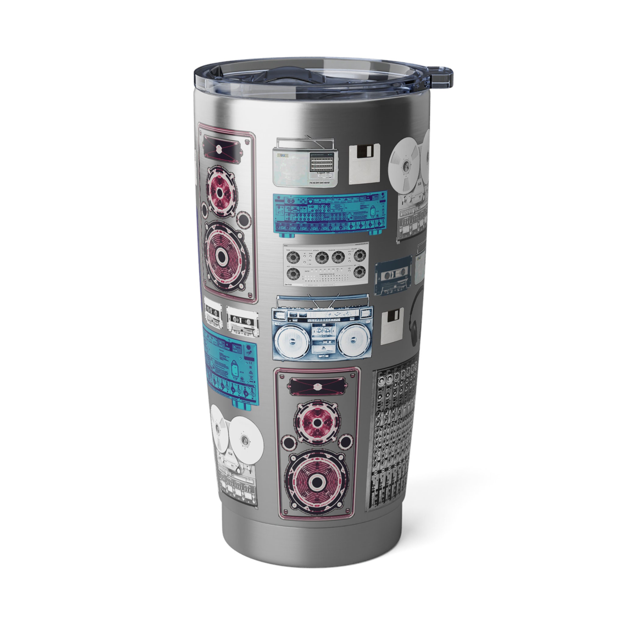 Retro Music Gear Tumbler, Stainless Steel, Dj Gift, Sound Engineer Mug ...
