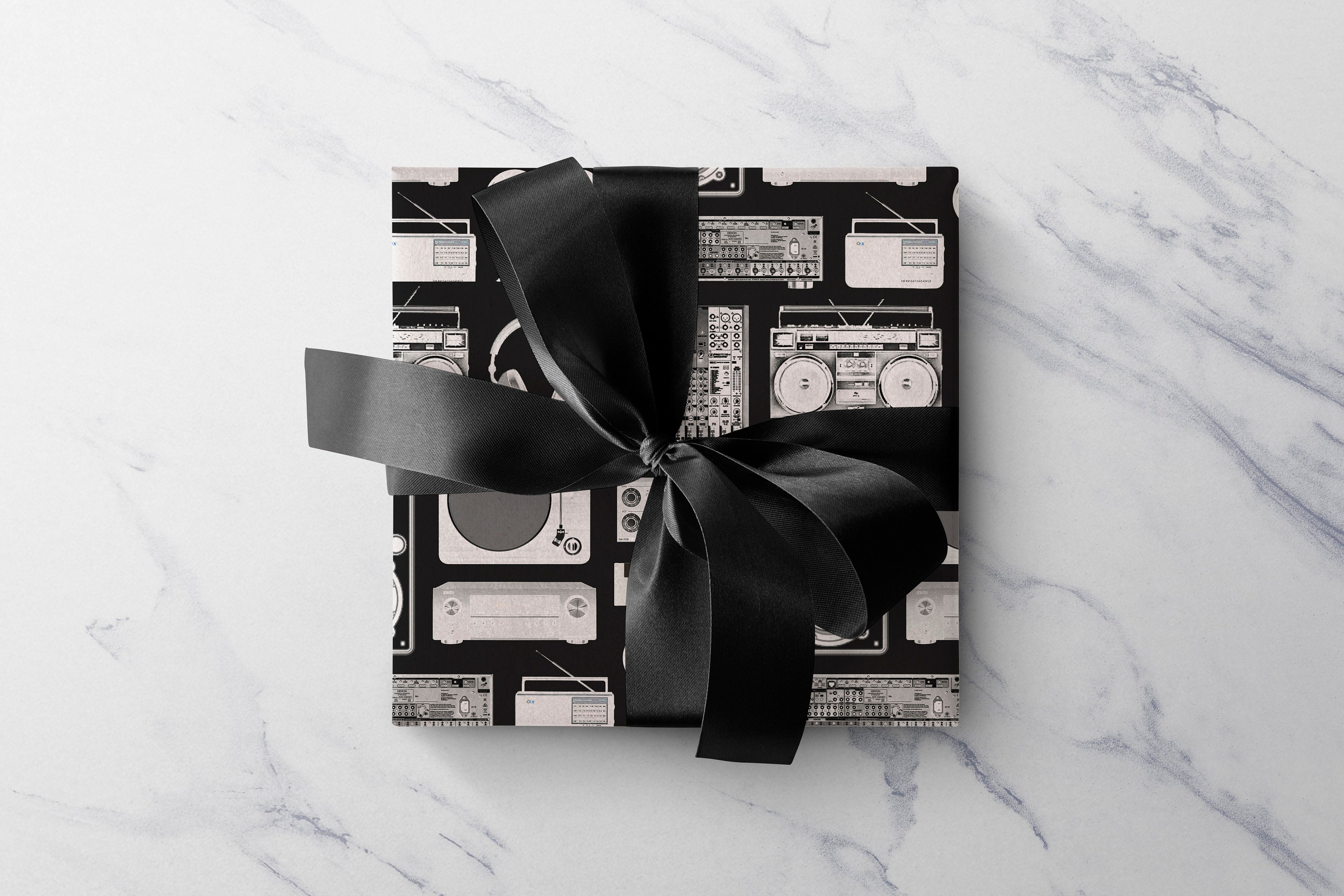 Retro Music Gear Wrapping Paper, Music Gift, Black & White Gift Wrap ...