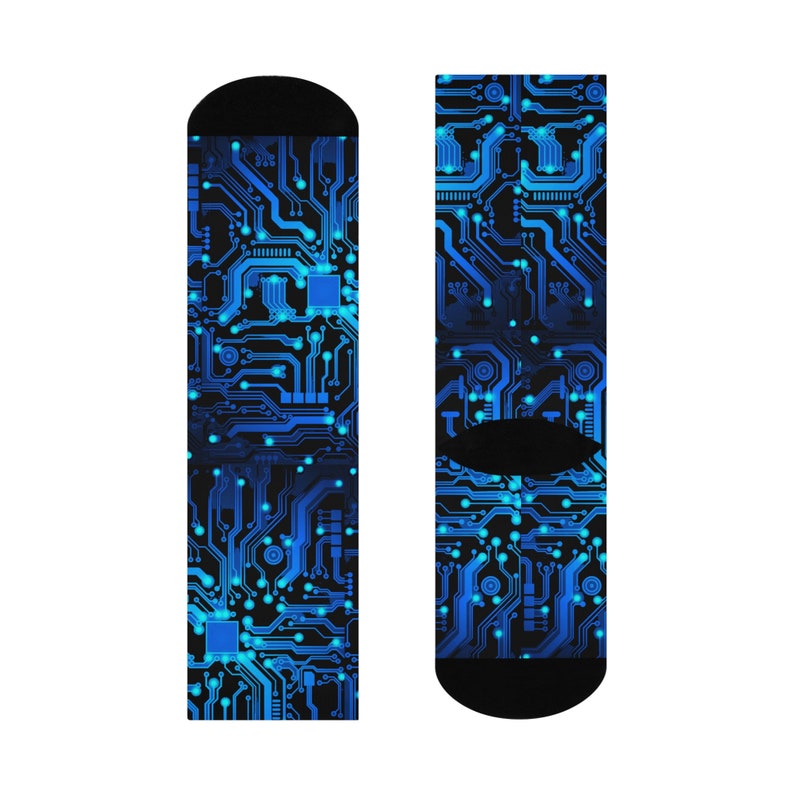 Blue Circuit Board Socks, High Quality Unisex Crew Socks, Computer ...