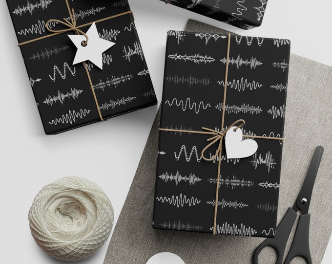Retro Music Gear Wrapping Paper, Music Gift, Black & White Gift Wrap ...