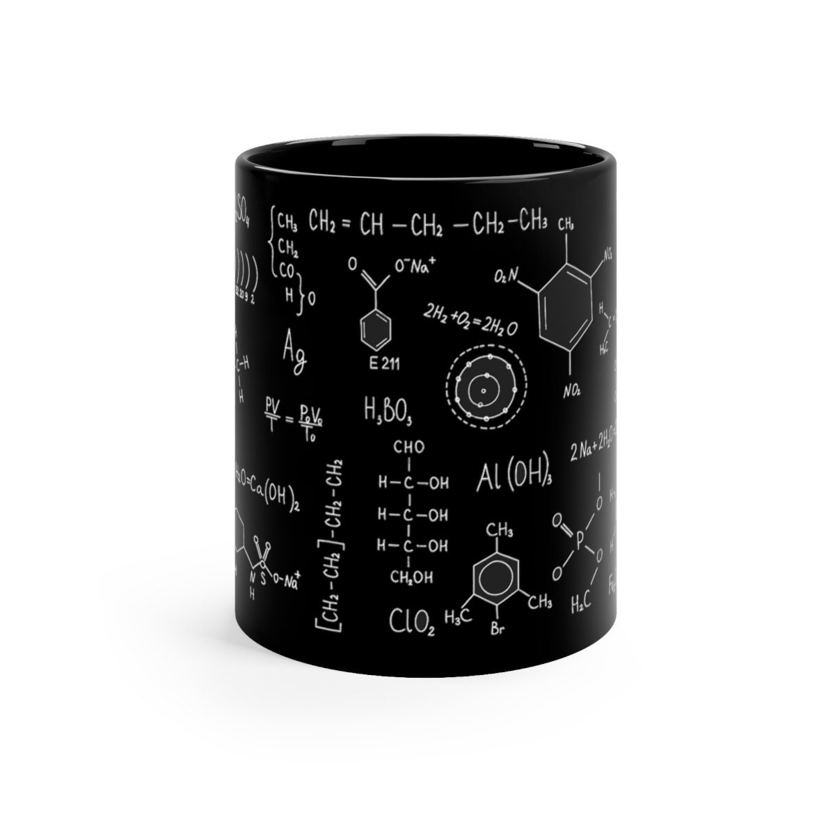 Chemistry Mug, Science Gift, Chemical Engineering, Black Ceramic ...