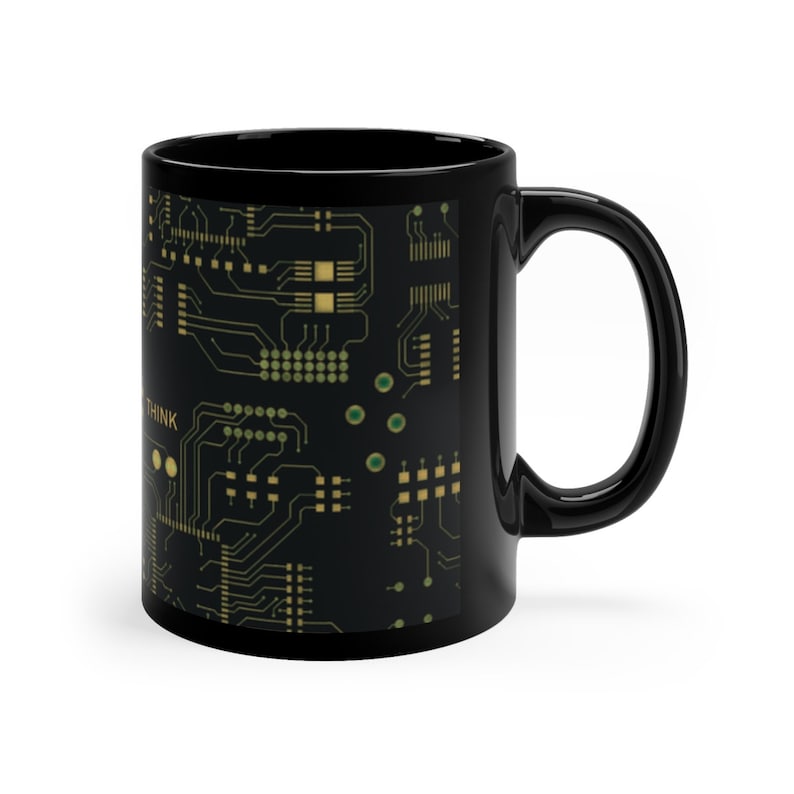 Circuit Board Mug Think, Black Ceramic Coffee Mug, It Gift, Computer ...