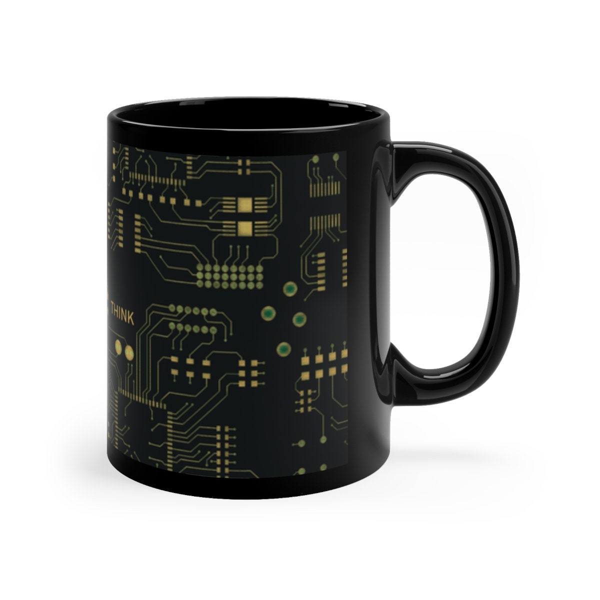 Circuit Board Mug Think, Black Ceramic Coffee Mug, It Gift, Computer ...