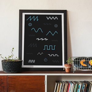Synthesizer Waveforms Poster, Recording Studio Art, Music Gift, Synth ...
