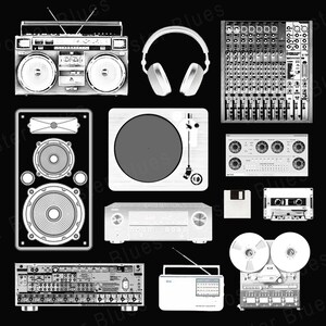 Retro Music Gear Wrapping Paper, Music Gift, Black & White Gift Wrap ...