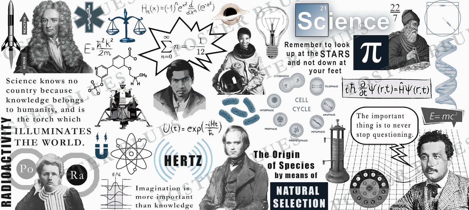 History of Science Collage Wrapping Paper, Physics Chemistry Biology - Etsy