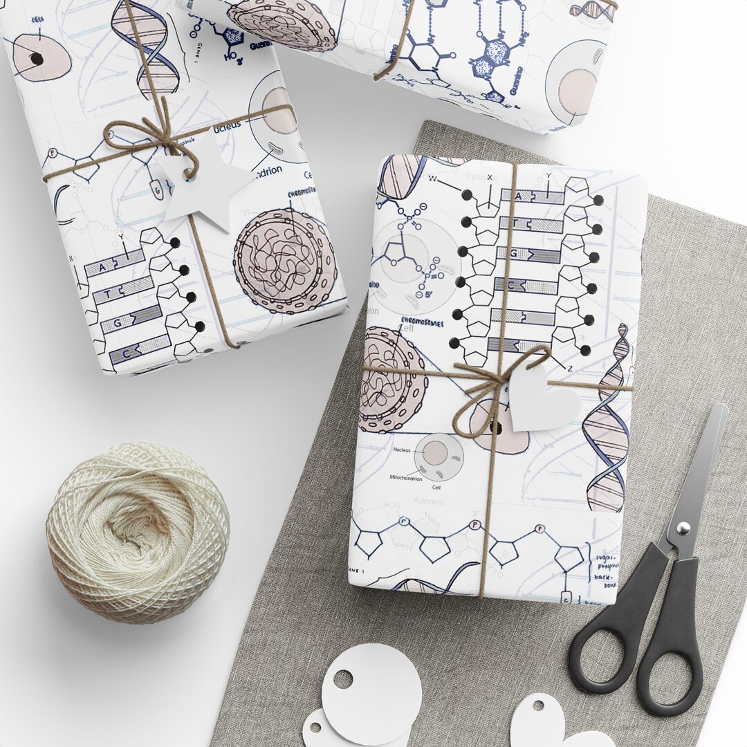 Biology Wrapping Paper, Science Gift Wrap, Dna/genetics Gift Wrap ...