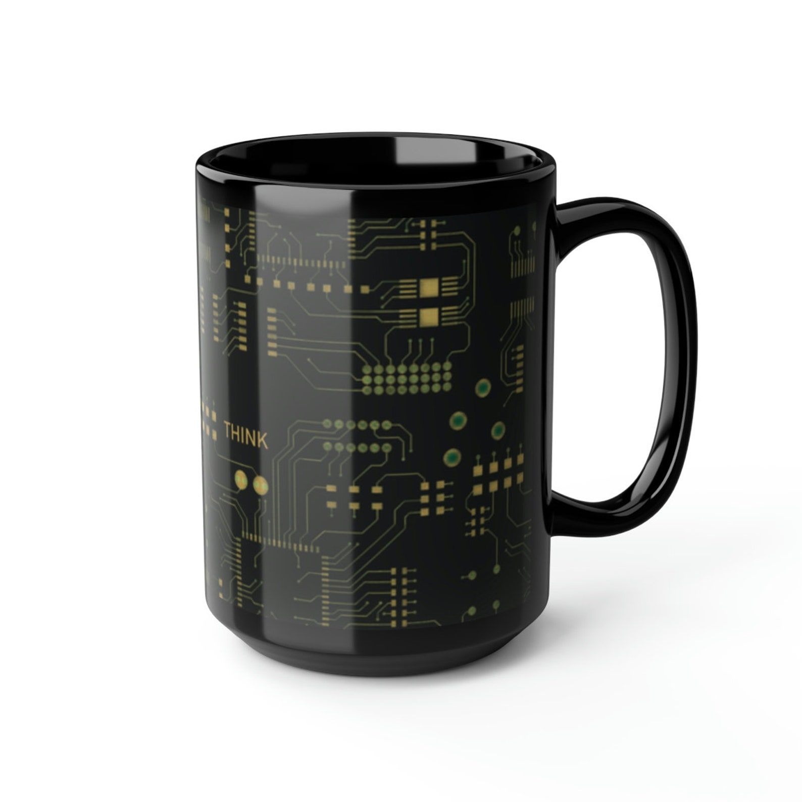 Think Circuit Board Mug - Black Ceramic IT Gift - Etsy