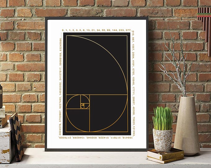 Golden Ratio Art Print - Gold Foil Print - Math Art Print - Math Wall ...