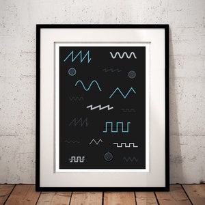 Synthesizer Waveforms Poster, Recording Studio Art, Music Gift, Synth ...