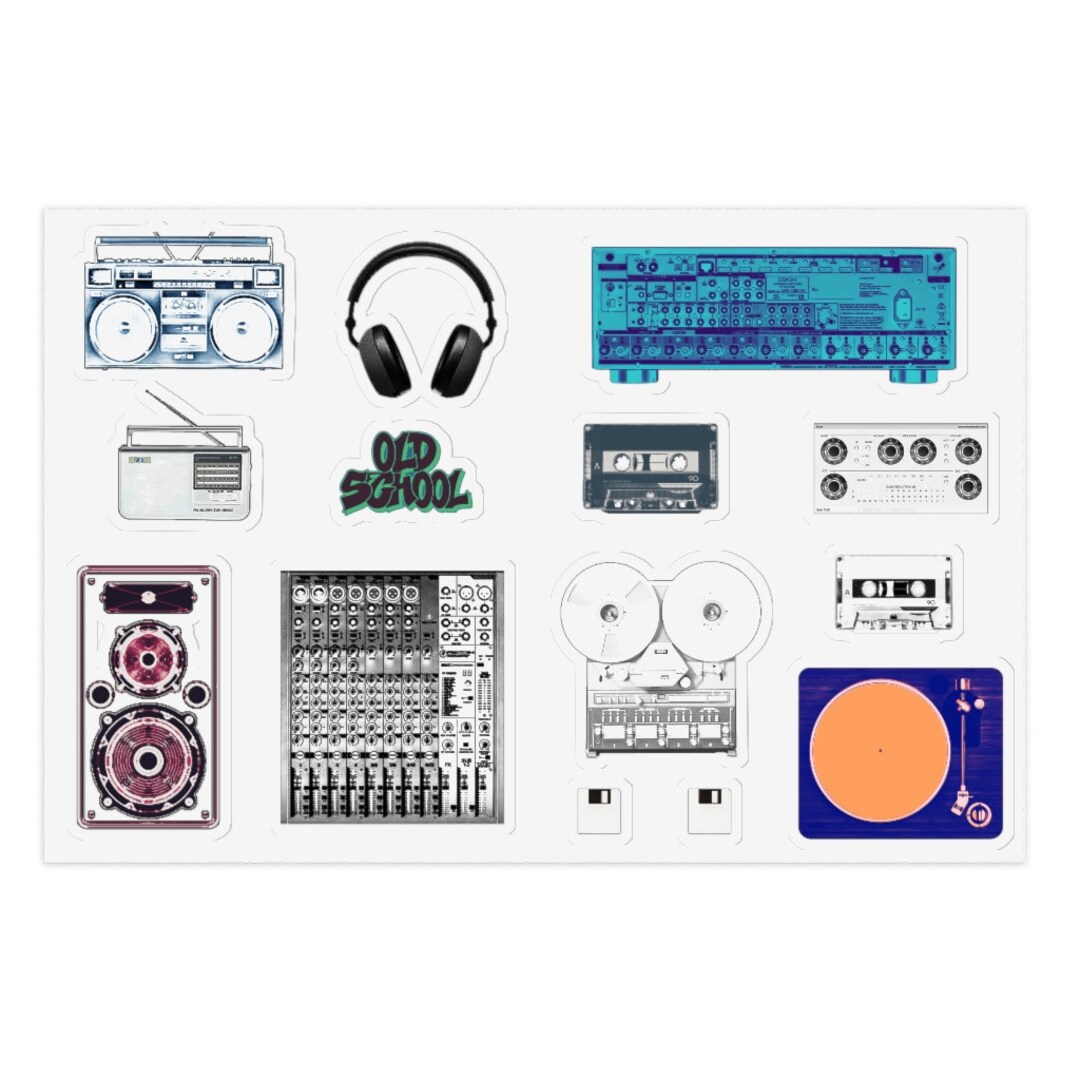 Retro Music Gear Stickers, Old School Music Sticker Sheet, Vinyl Music ...