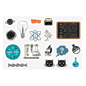 Science Stickers, Quantum Physics, Chemistry, Biology, Sticker Sheet ...
