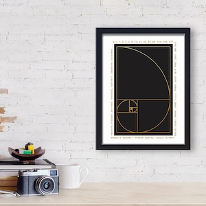 Math Art Print - Fibonacci Spiral, Golden Ratio Print, Mathematician ...