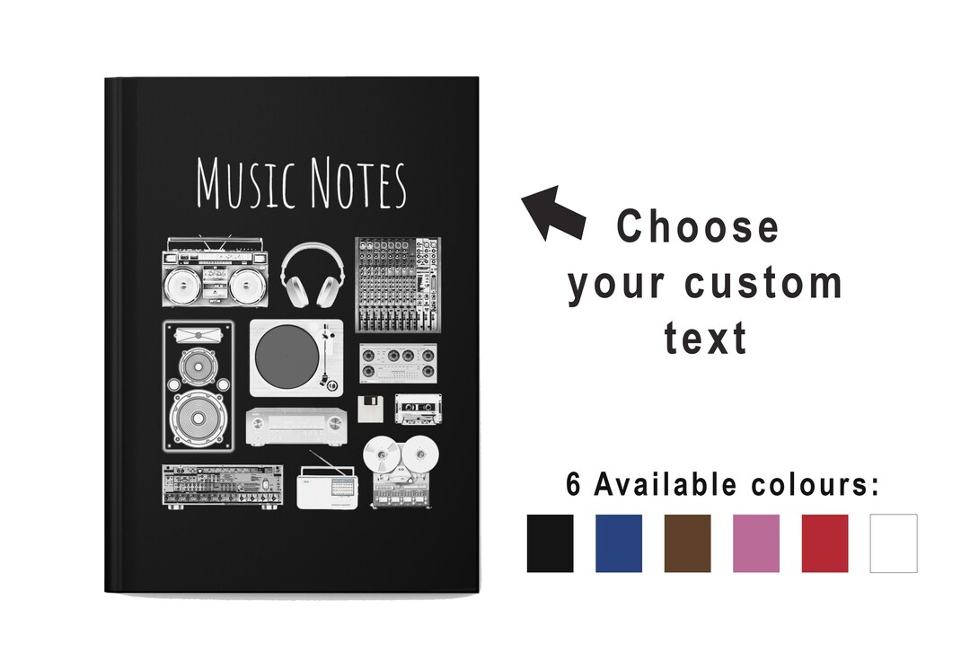 Custom Music Journal, Retro Gear Design, Personalized Lyric Notebook - Etsy