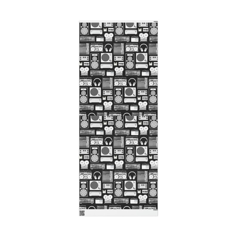 Retro Music Gear Wrapping Paper, Music Gift, Black & White Gift Wrap ...