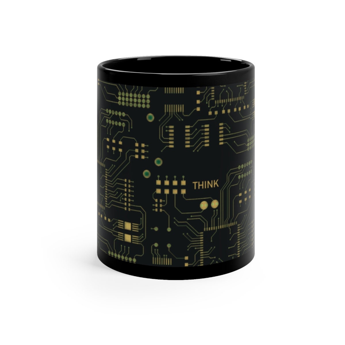 Circuit Board Mug Think, Black Ceramic Coffee Mug, It Gift, Computer ...