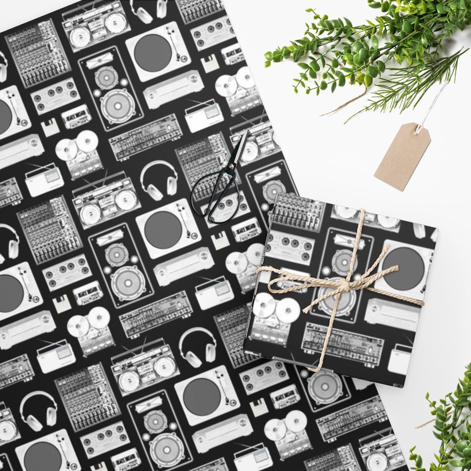 Retro Music Gear Wrapping Paper Music Gift Black & White - Etsy