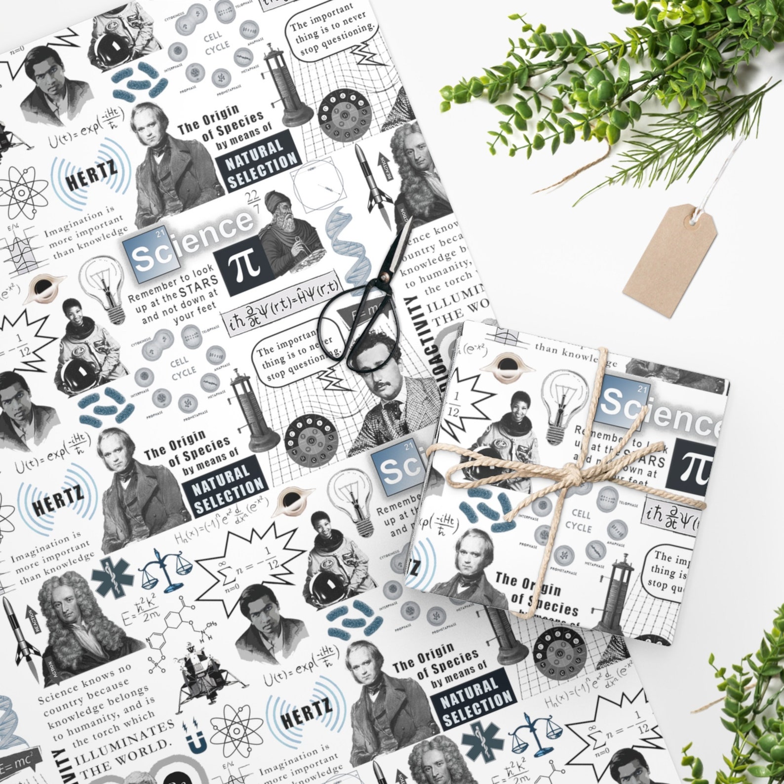 History of Science Collage Wrapping Paper, Physics Chemistry Biology - Etsy