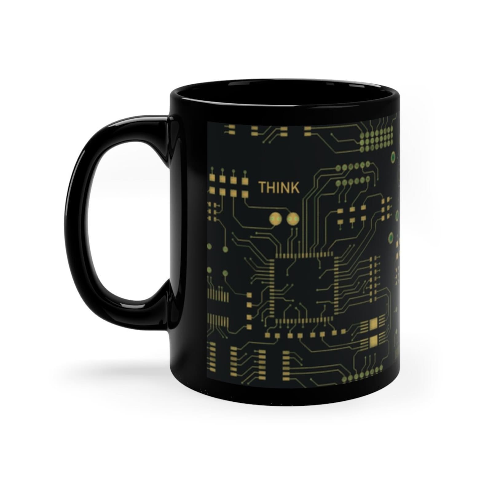 Circuit Board Mug Think, Black Ceramic Coffee Mug, It Gift, Computer ...