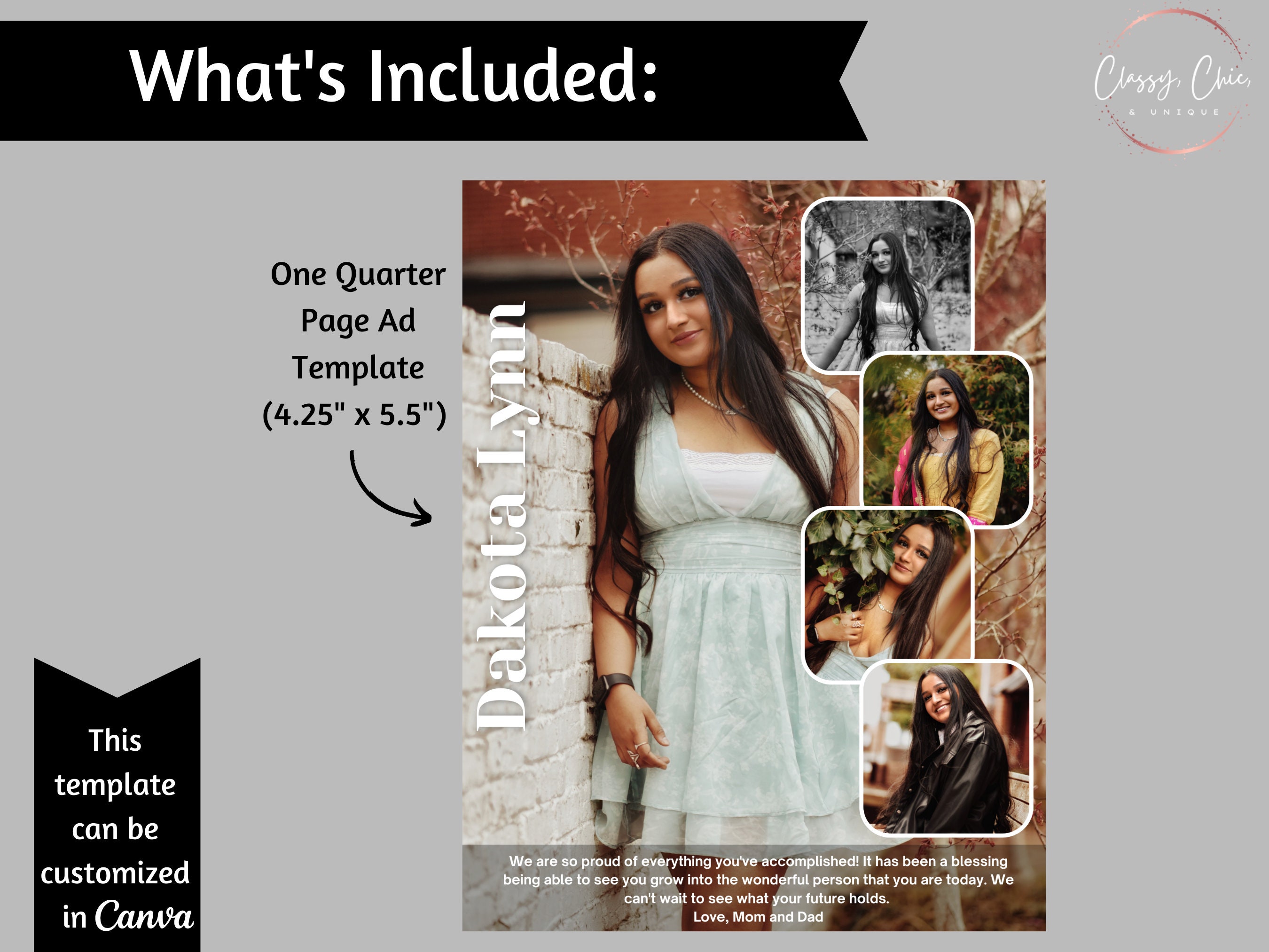 Senior Yearbook Ad, Quarter Page Senior Yearbook Ad, Senior Tribute Ad ...