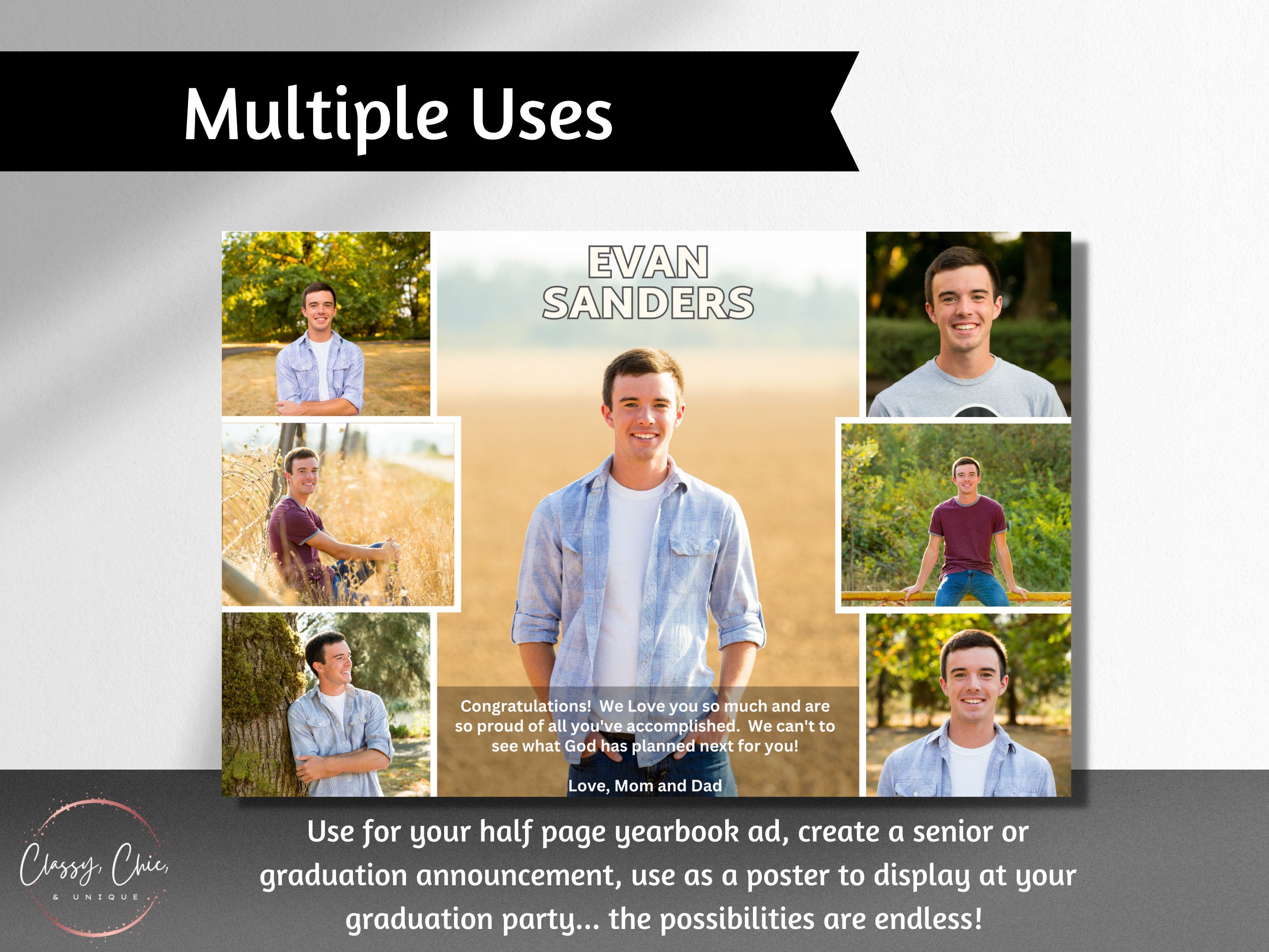 Senior Yearbook Ad, Half Page Senior Yearbook Ad, Senior Tribute Ad ...