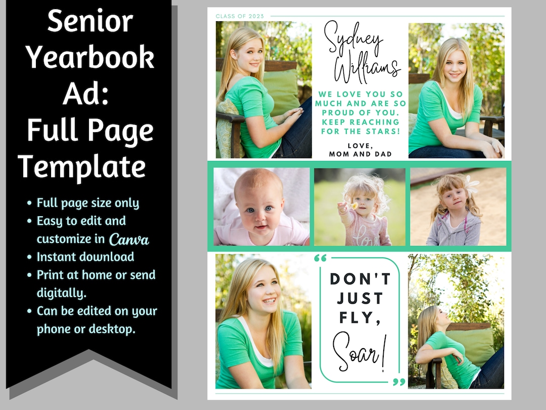 Full Page Senior Yearbook Ad Template Yearbook Ad Full Page - Etsy