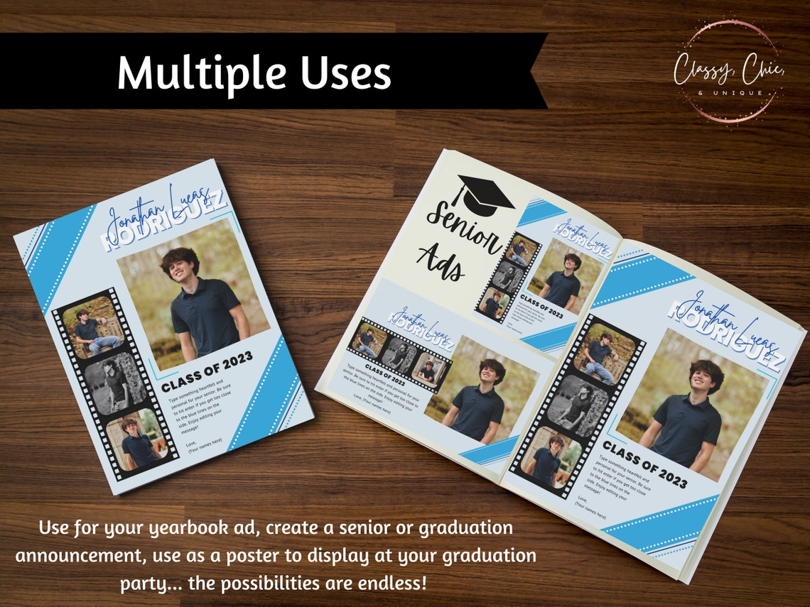 Senior Yearbook Ad Template Bundle Full Page Senior Ad Half - Etsy