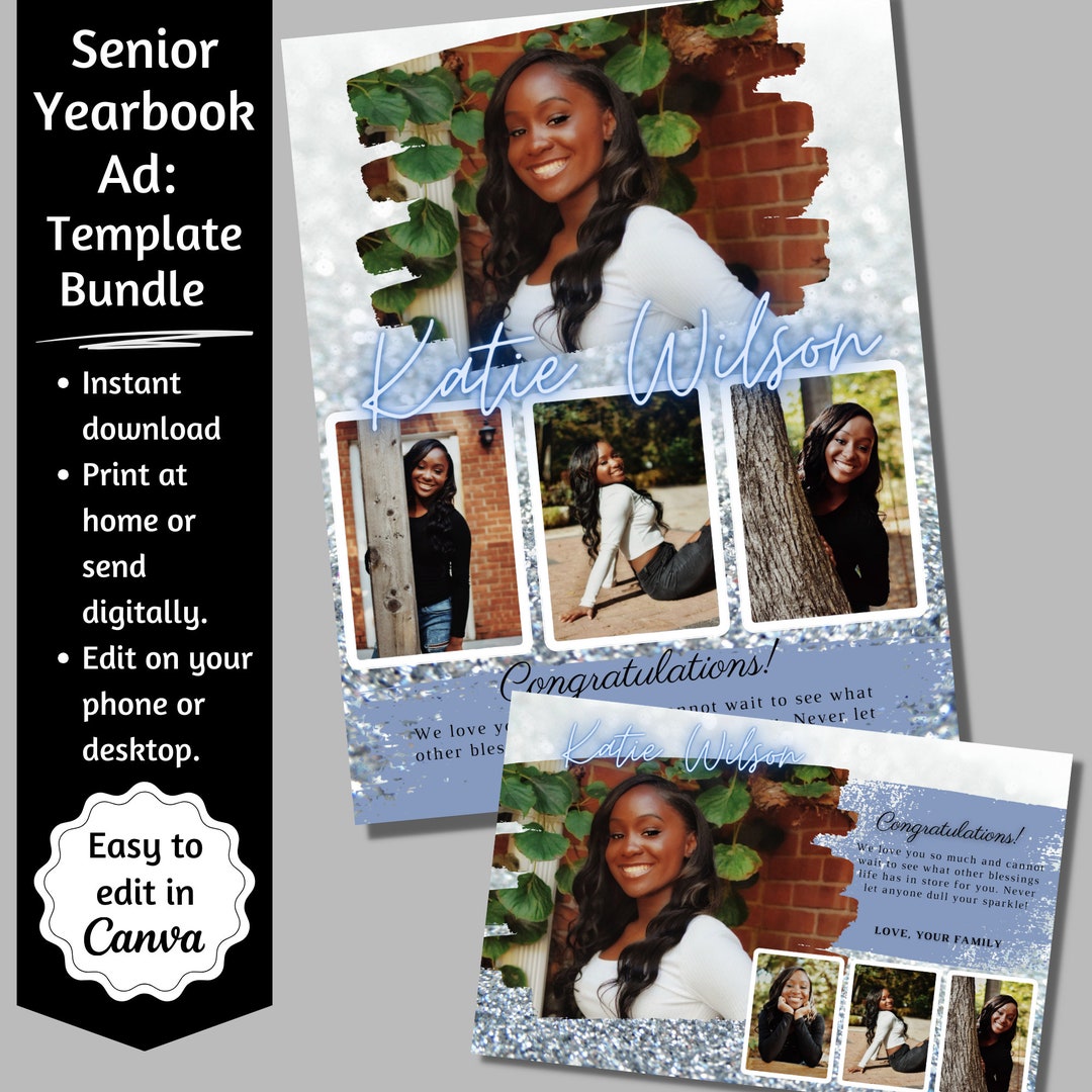 Senior Yearbook Ad Template Bundle, Full Page Senior Ad, Half Page ...