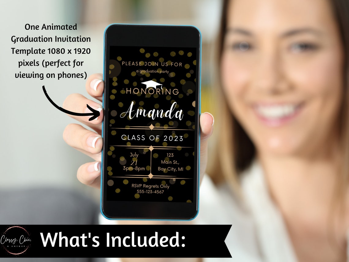 Animated Digital Graduation Party Invitations 2023 Grad - Etsy