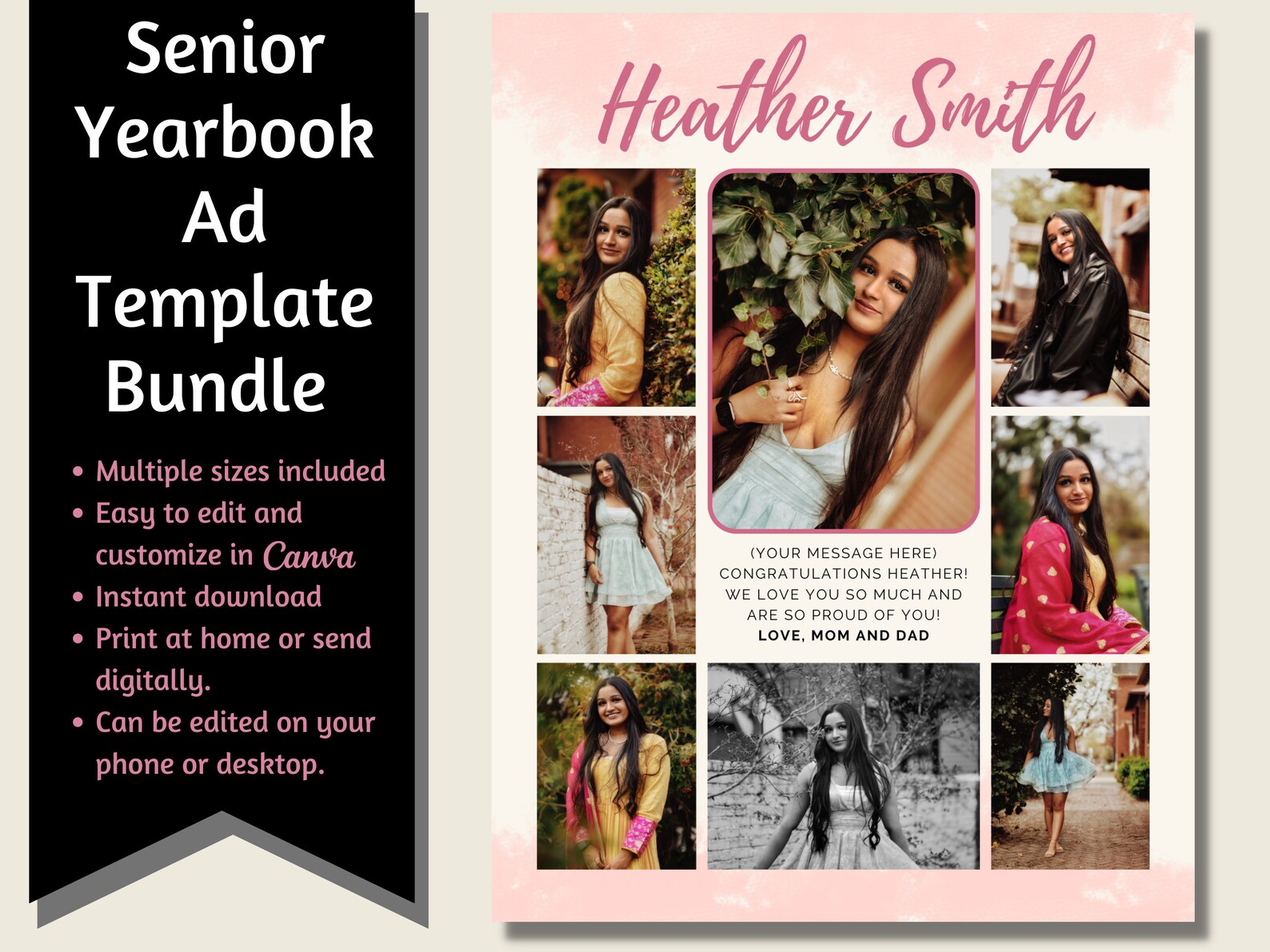 Senior Yearbook Ad Template Bundle Full Page Senior Ad Half - Etsy