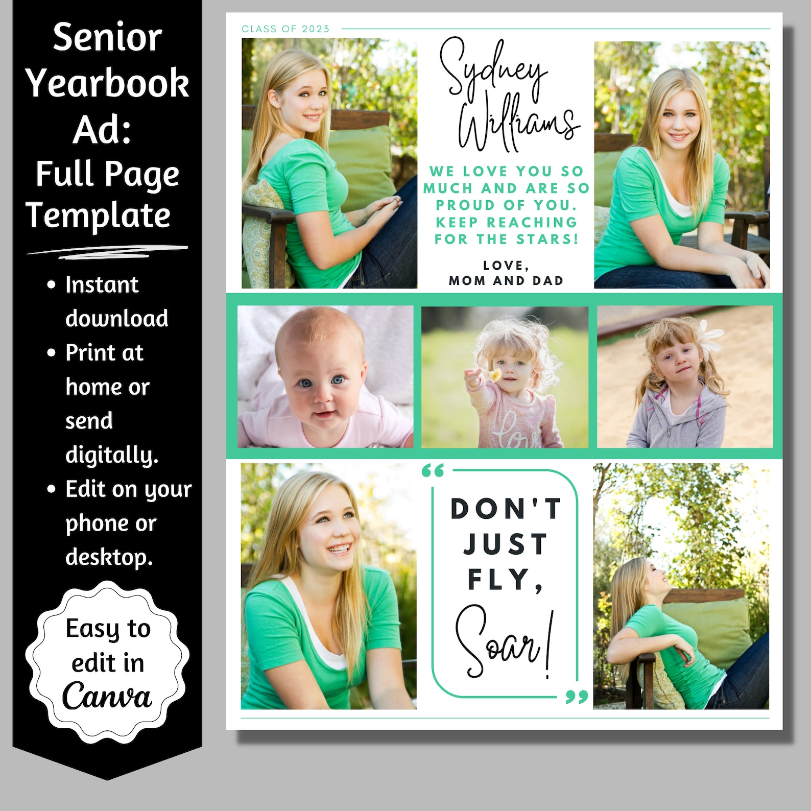 Full Page Senior Yearbook Ad Template, Yearbook Ad Full Page, Senior ...
