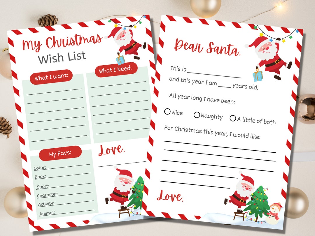 Instant Download Letter to Santa, Christmas Wish List, Santa Letter ...