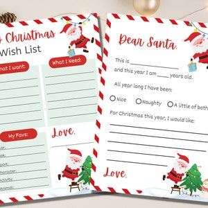 Instant Download Letter to Santa, Christmas Wish List, Santa Letter ...