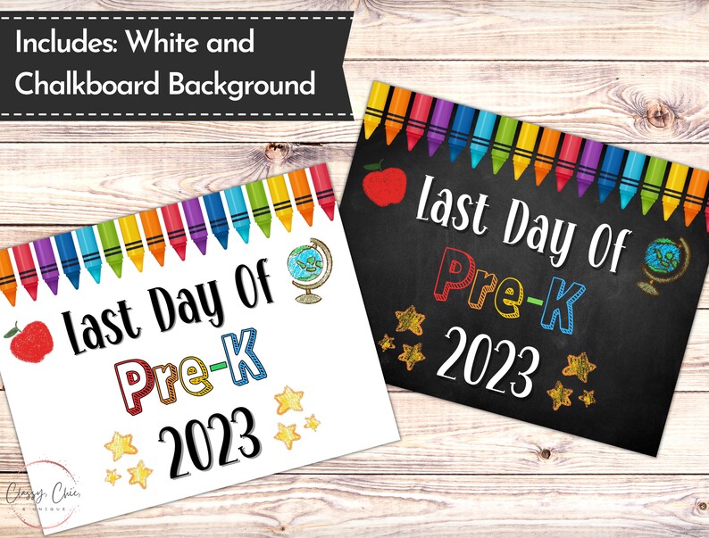 Printable Last Day of Pre-k Sign, Last Day of School Digital Download ...