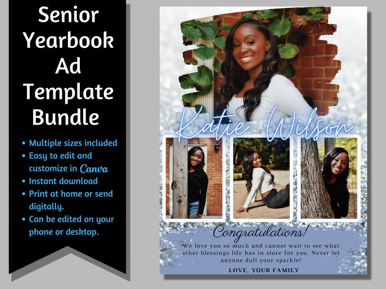 Senior Yearbook Ad Template Bundle Full Page Senior Ad Half - Etsy