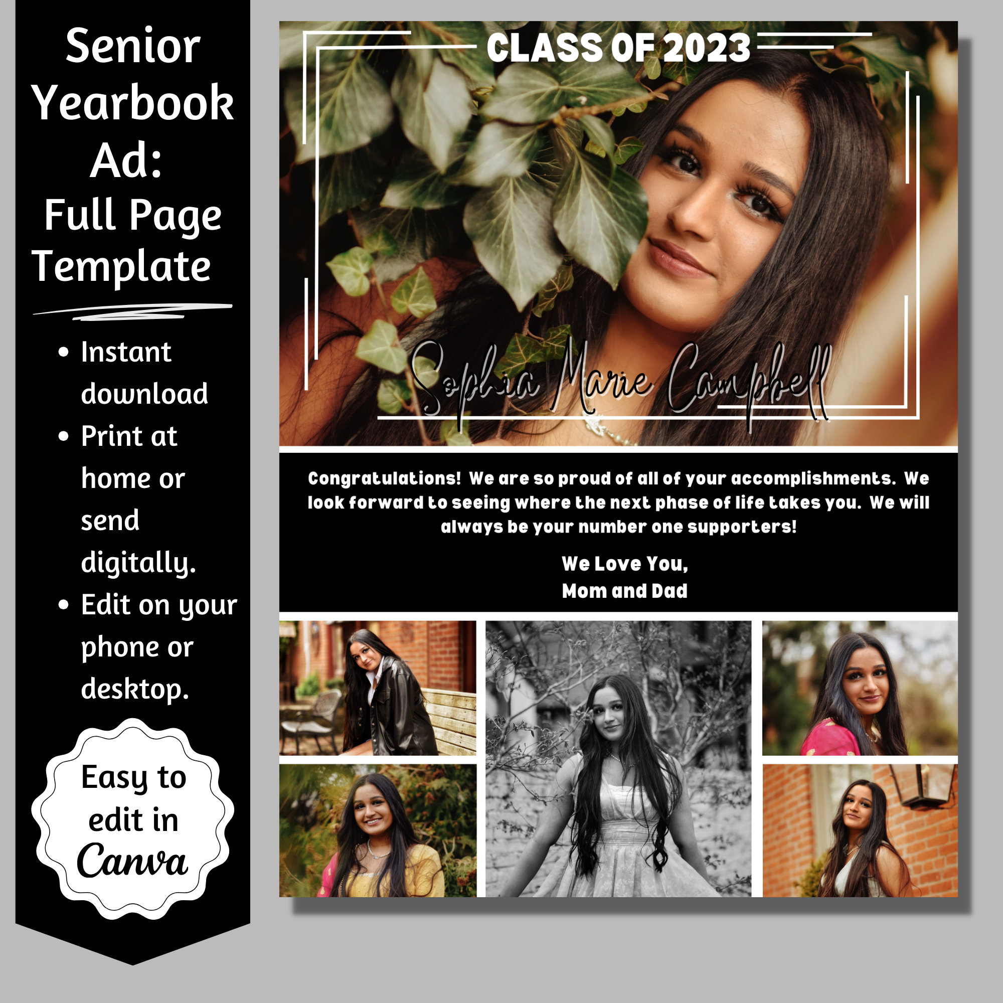 Full Page Senior Yearbook Ad Template, Yearbook Ad Full Page, Senior ...